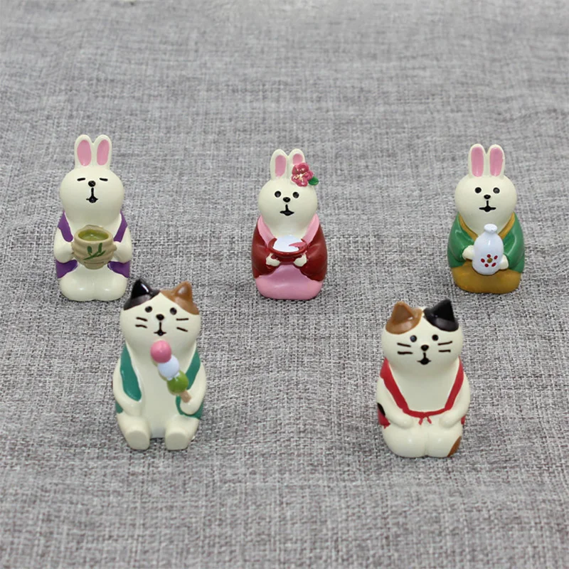 Japan Zakka Decole Cat Rabbit Miniature figurines statue Home ...
