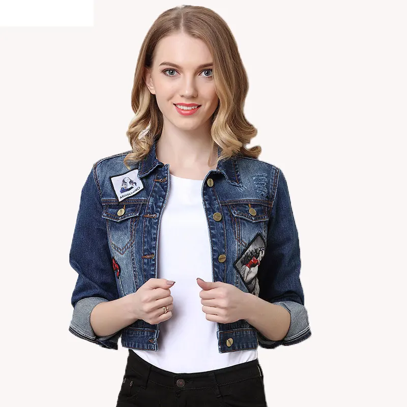 2018 Spring Denim Jacket For Women Mujer Long Sleeve Bomber Short Jeans ...