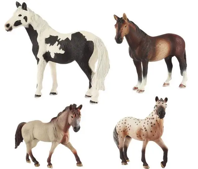 4 pcs /set Emulational Realistic small animals horse Plastic Figures ...