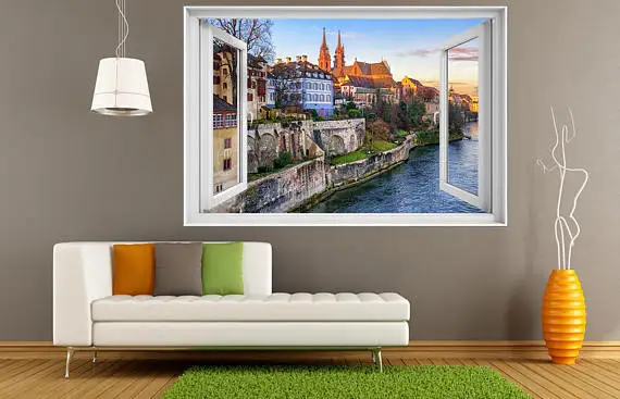 3D-Effect-Window-View-WALL-STICKERS-Switzerland-Poster-Wall-Decal-Vinyl ...