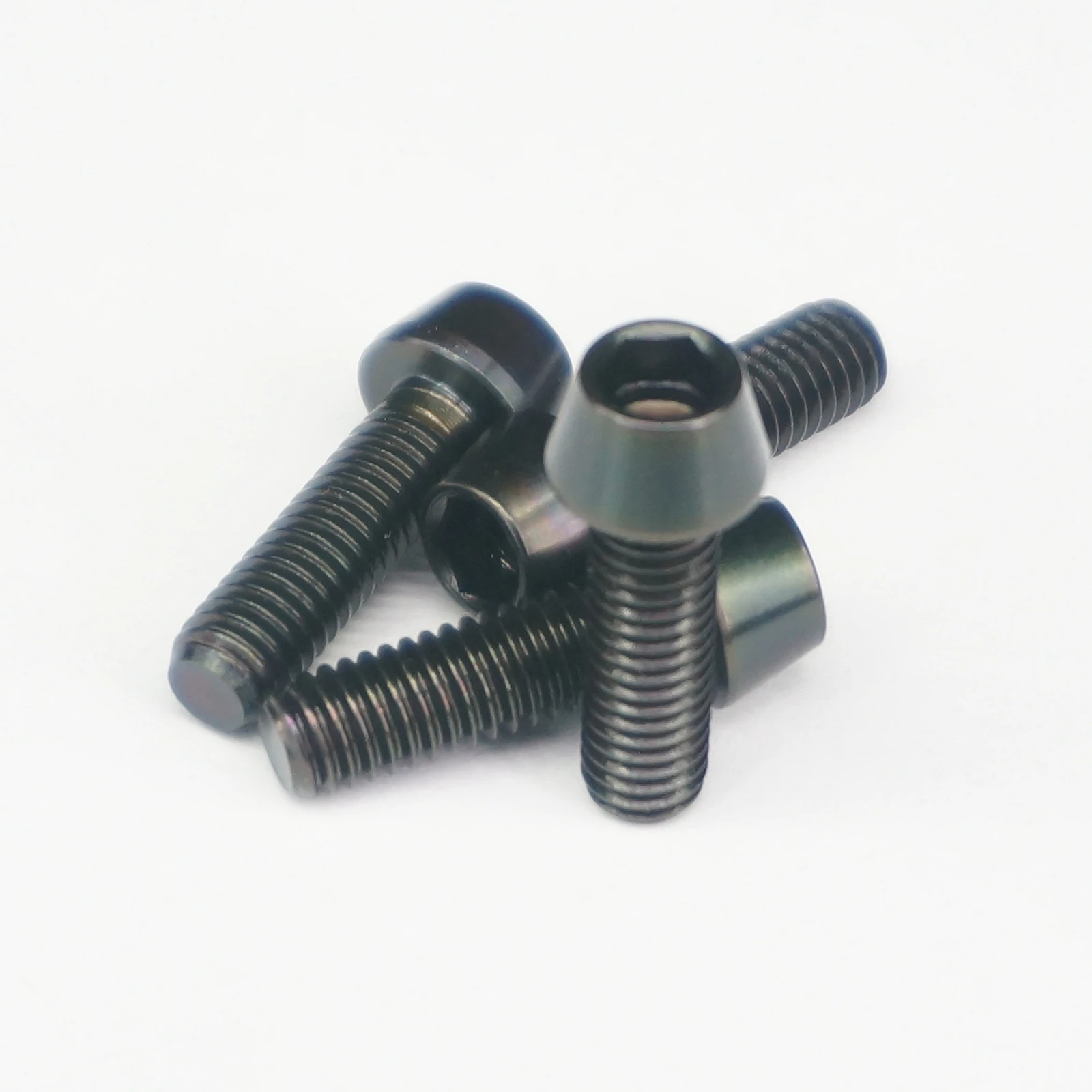 LOT-4-M6-x-20mm-Black-TC4-GR5-Titanium-Alloy-Allen-Hex-Screw-Taper-Cone ...