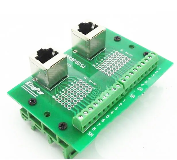 Vertical rj45 RJ45 Ethernet LAN Breakout PCB Board interface Terminal port C45 DIN Rail Mounting ...