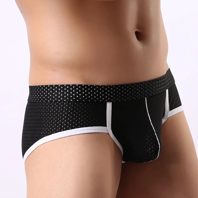 Sexy Underwear Men Brief Shorts Mesh Ice Silk Low Waist Panties