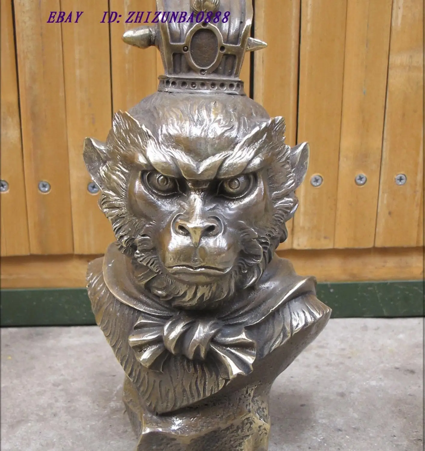 Animal ART Bronze sculpture Statue Handsome Monkey King monkey head ...