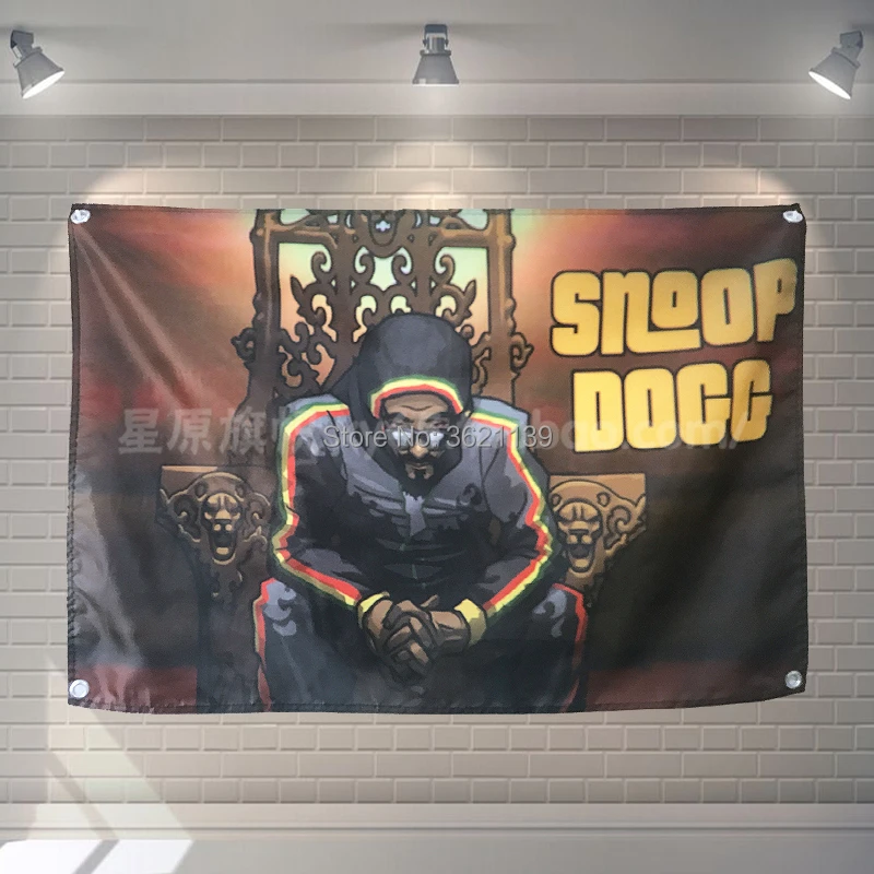 Hiphop Rapper Music Flag Banner Polyester Hang On The Wall 4 Grommets ...