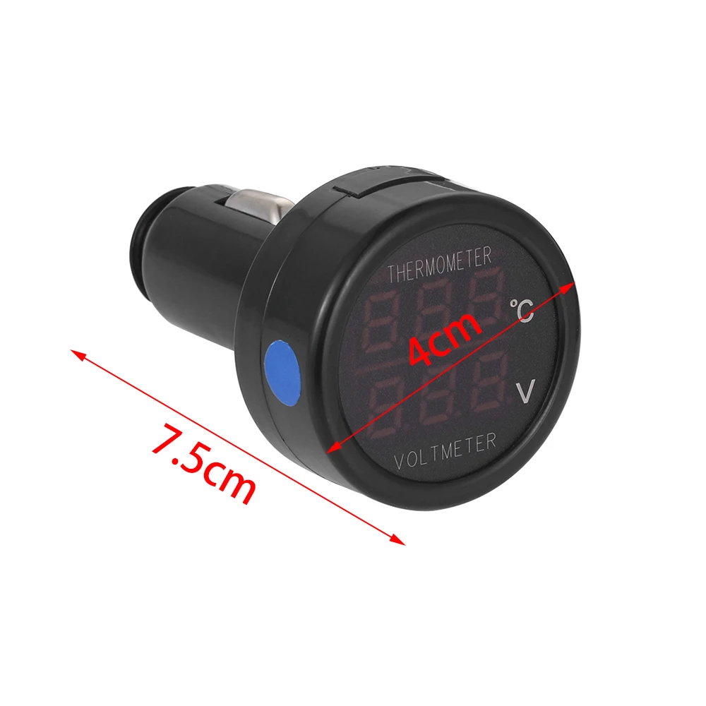 2 in 1 Digital LED Car Thermometer Voltmeter Car 12V/24V Temperature ...