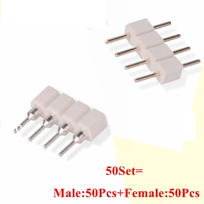 50Set/lot, 4pin RGB connector, 4 pin needle, Male and Female type 4pin ...