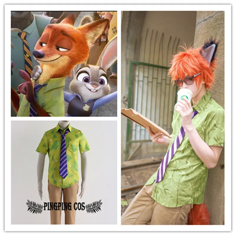 Hot Movie Zootopia Red Fox Nick Cosplay Costumes Men's Clothing Suit ...