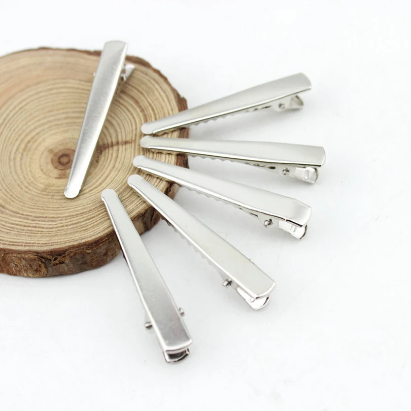 50-pcs-PACK-4-5cm-Silver-Flat-Metal-SHARP-Alligator-Hair-Clips-Barrette ...
