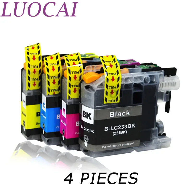 Luocai Lc233 Lc231 4 Pieces Compatible Ink Cartridges For Brother Mfc ...