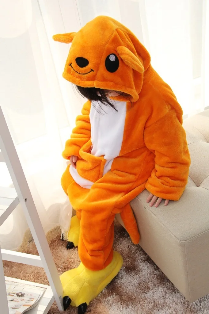 Cute Cartoon Animal Conjoined Onesie Animal Kangaroo Onesie Flannel ...