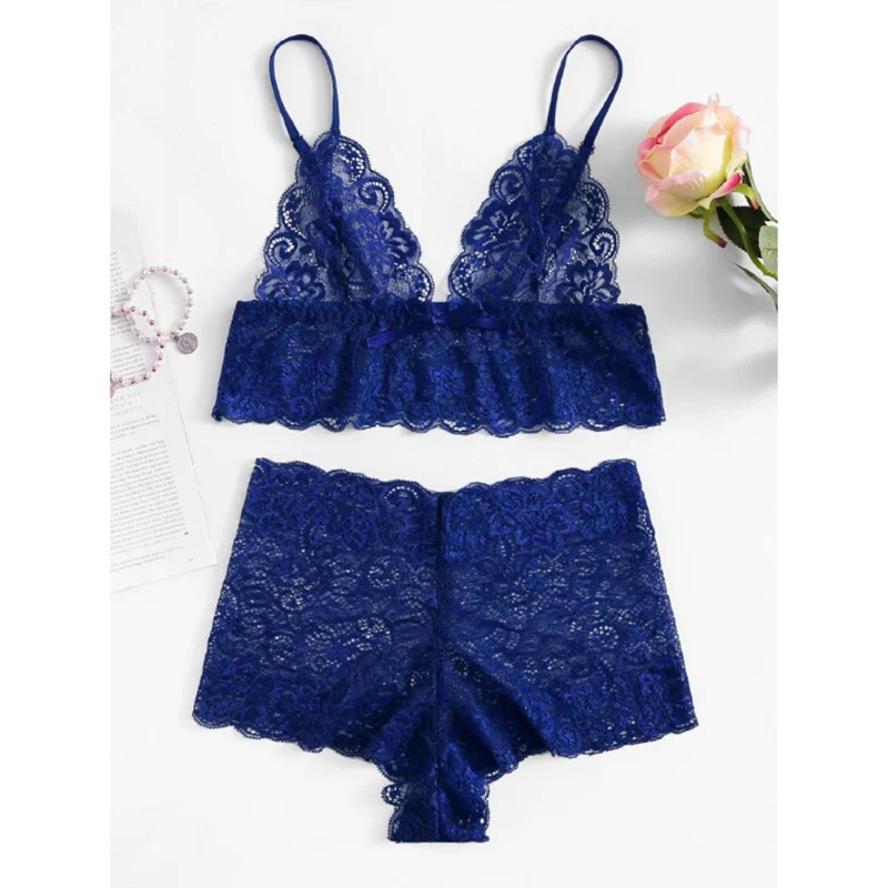 Sexy Floral Lace Lingerie Set Autumn Women Bra Fashion Brief Sets