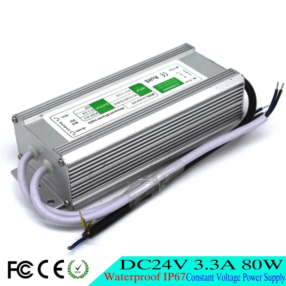 Waterproof IP67 Power Supply 24V 3.3A 80W LED Driver Power Supply ...