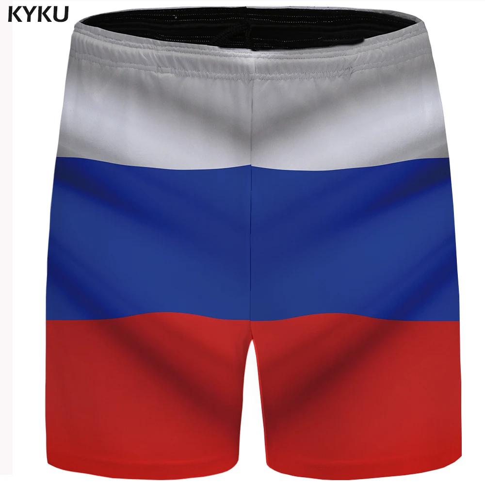 Kyku Russia Flag Short Men Colorful Casual Shorts Beach Short Cargo
