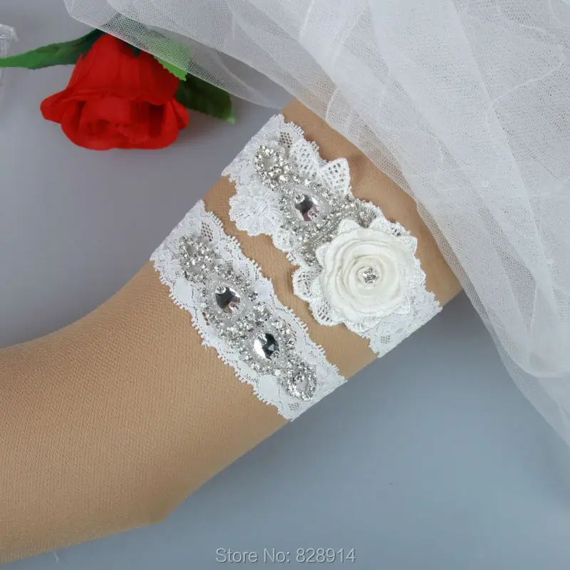 Original Design Ivory Flora Lace Wedding Garter Belt Set With ...
