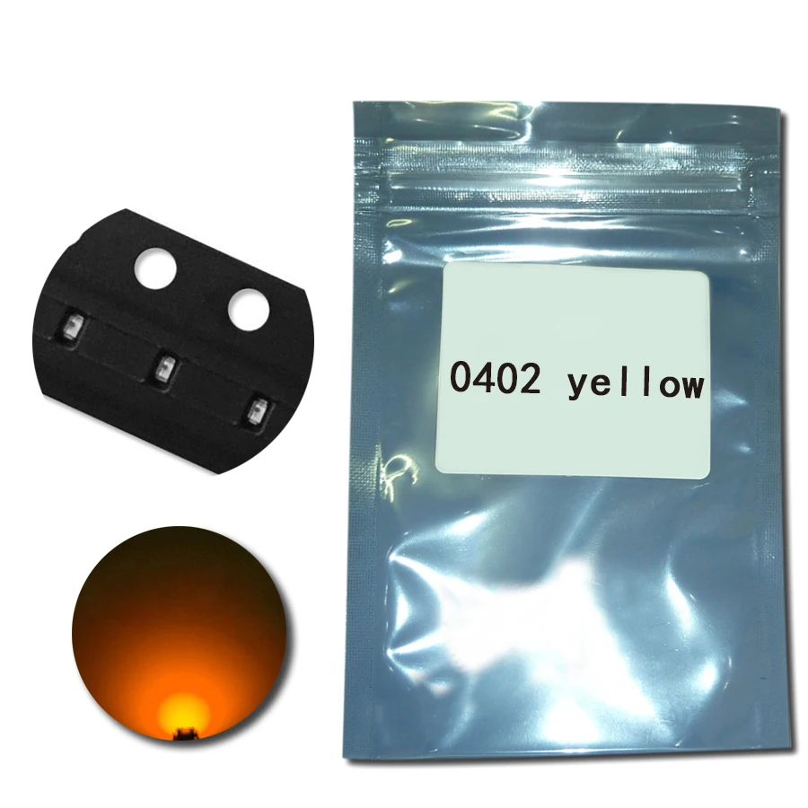 100pcs Lot Smd Led 0402 1005 Yellow Colour 20ma 2v Led Light Emitting