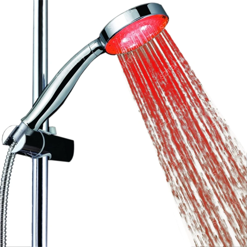 Single Red Color Water Glow Portable Shower Head Bathroom Without Color ...