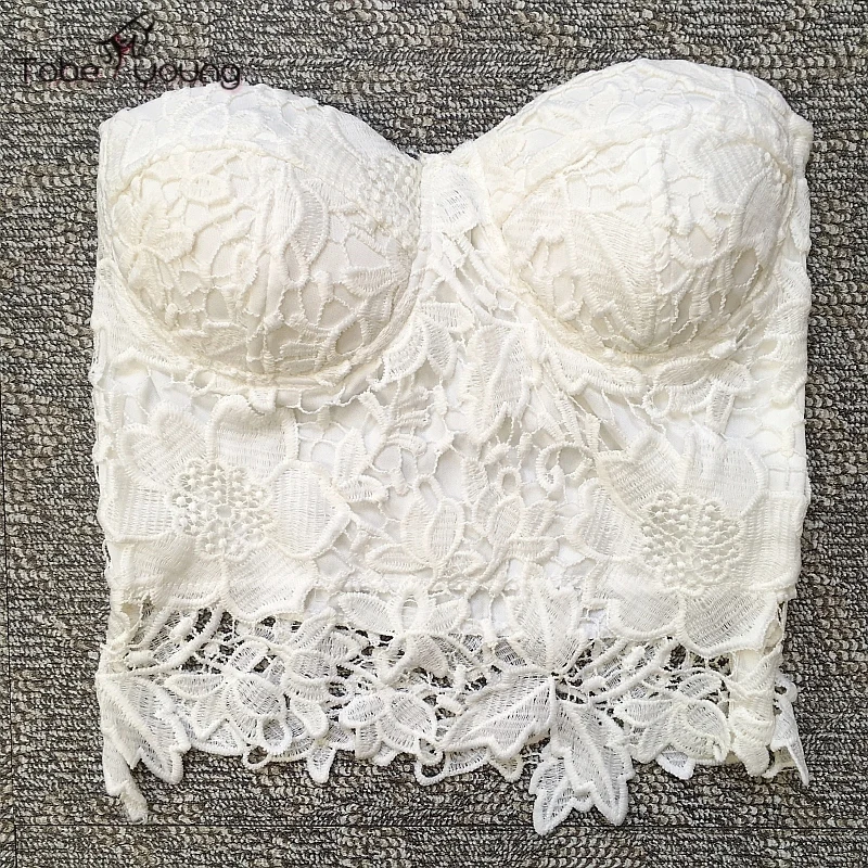 2017 Sexy New Lace Floral Crochet Bralette Push Up Bra Straps Vest Tank
