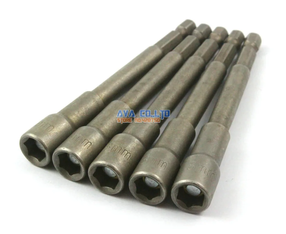 5 Pieces Magnetic 8mm Hex Socket Nut Setters Driver S2 Steel 1/4" Hex ...