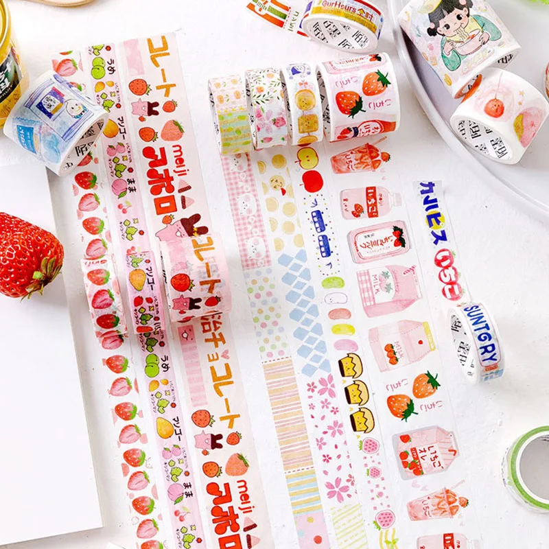1PC Cute Drink Masking Tape Decorative Adhesive Tape Kawaii Fruit Washi ...
