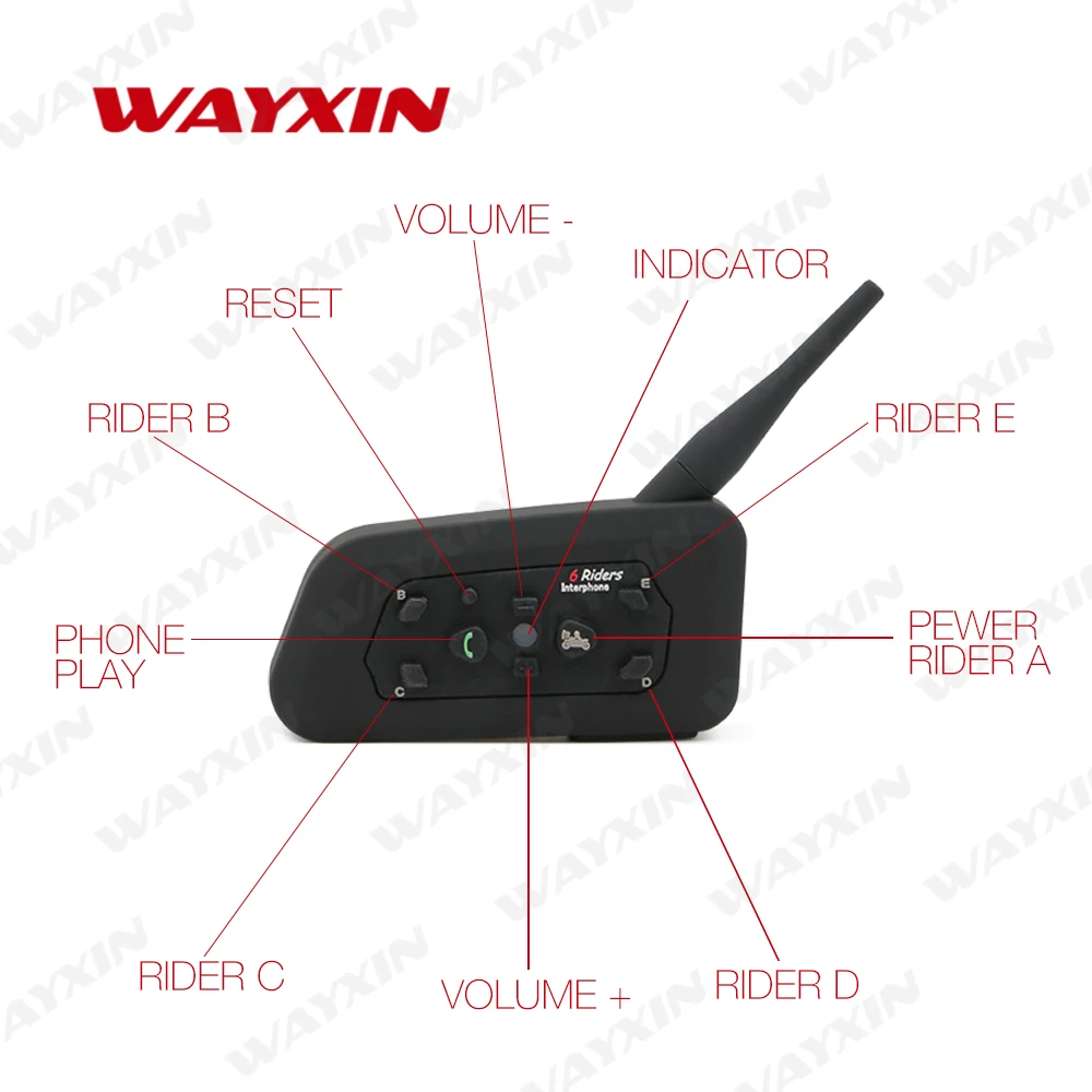 WAYXIN 2PCS Motorcycle Bluetooth Intercom 1200M Motorcycle Buletooth ...