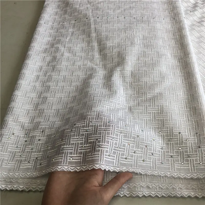 Blue Swiss Cotton Lace Fabric with Stones For Men Soft Swiss Voile Lace ...