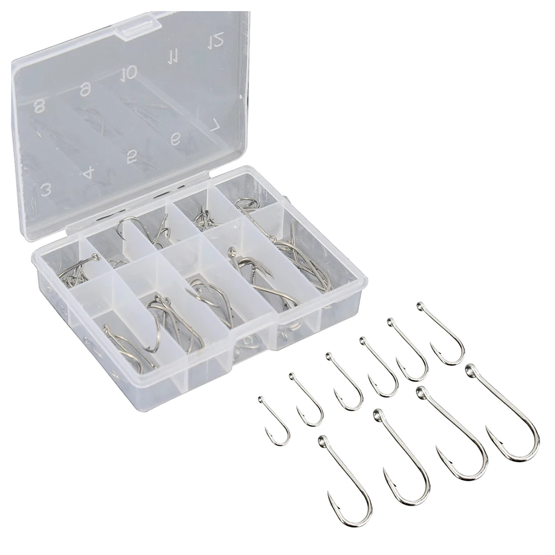 Hook Box 50pcs Fishing Hook for fisherman 10 Size-in Fishhooks from ...