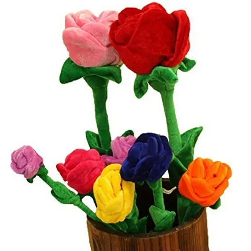 8PCS/ Soft Bendable Stems Plush Roses Flowers - Artificial Floral Home ...