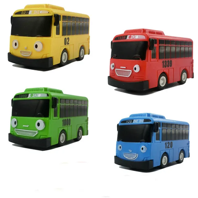 New 4pcs/set Tayo the Little Bus Mini Plastic Pull Back Blue Tayo Red ...