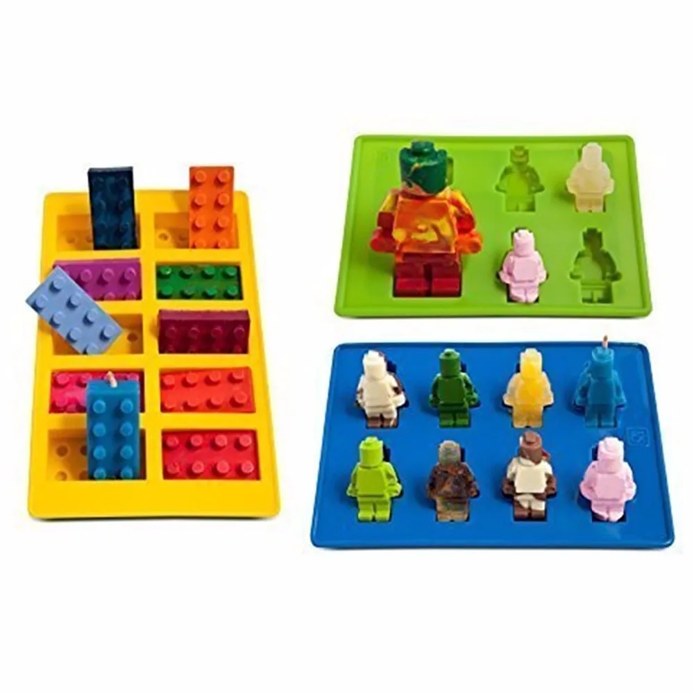 3 Pcs/set Cake Moulds Lego Robot Building Bricks Silicone Ice Cube Tray ...