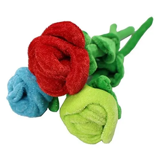 8PCS/ Soft Bendable Stems Plush Roses Flowers - Artificial Floral Home ...