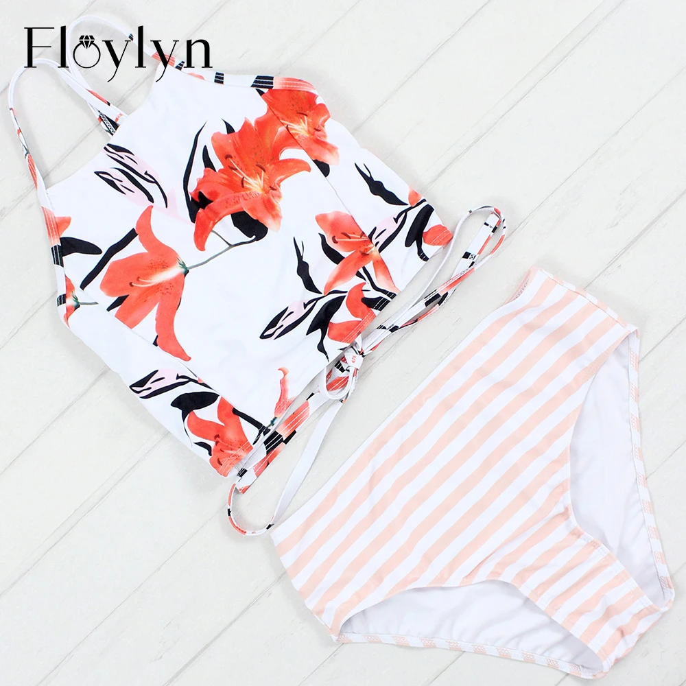 Floylyn Sexy High Neck Bikini Women Swimwear Push Up Swimsuit Biquini