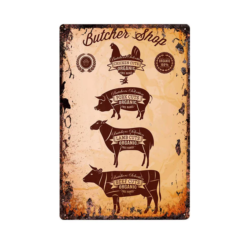 Vintage Butcher Shop Signs