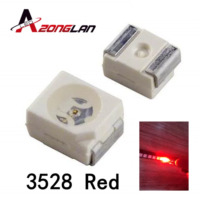 100PCS 3528 2835 Red SMD LED 0.2W high bright light emitting diode chip ...