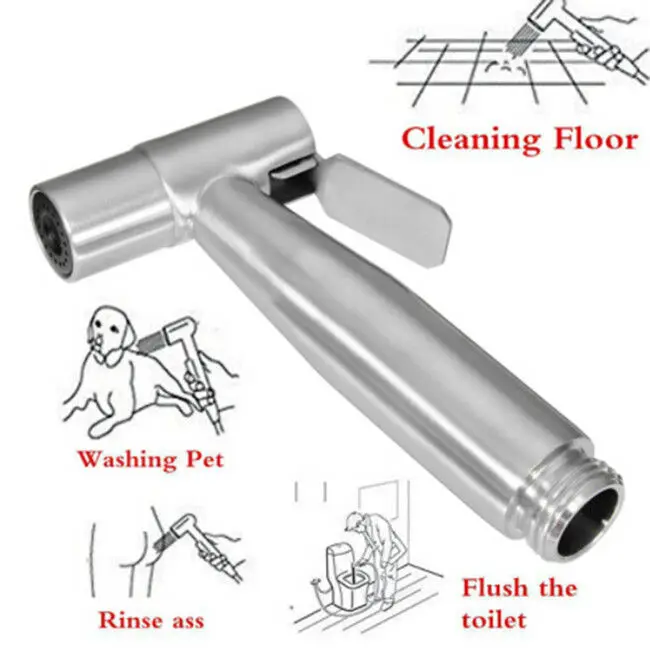 Bathroom Stainless Steel Handheld Bidet Spray Shattaf Toilet Adapter ...