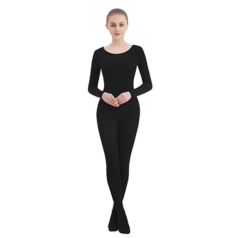 AOYLISEY Long Sleeve Unitards for Women Dance Black Gymnastics Unitard ...