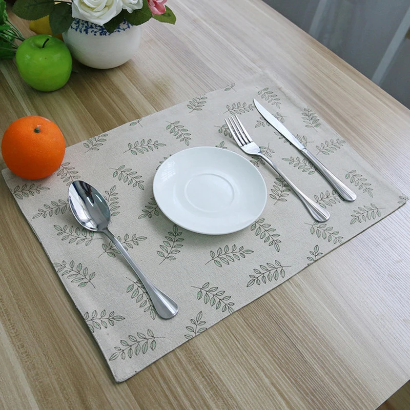 4pcs/lot Leaves Printed Placemat Dining/kitchen Table Mat Pad Tableware ...