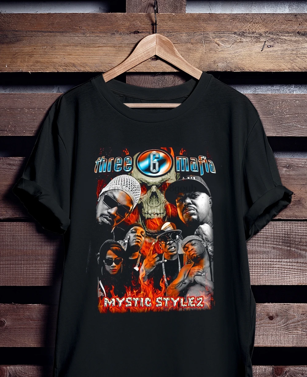 Novo três 6 mafia 666 mafia inspirado t camisa reprint tamanho S XXL ...