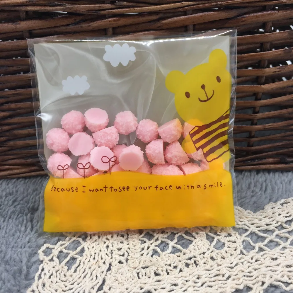 Cookie Packaging yellow bear Self adhesive Plastic Bags for Biscuits ...