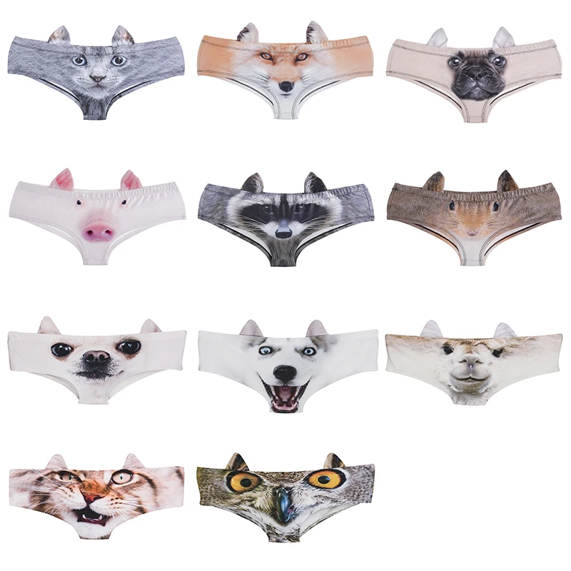 Ropa interior con estampado de animales en 3D para mujer, bragas sexys ...