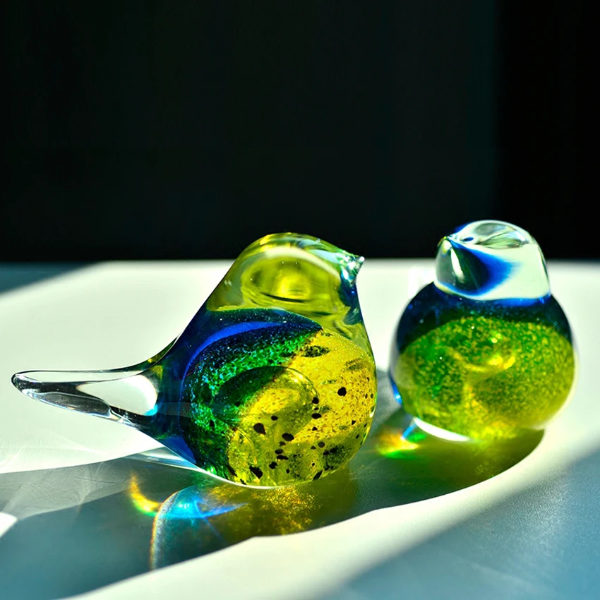 New Modern furnishing articles crystal glass birds Coloured glaze birds ...