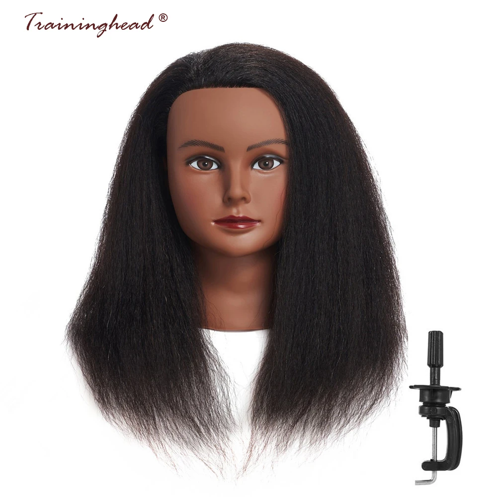 Traininghead 14" Female Wigs Mannequin Head 100% Real Hair For Makeup ...