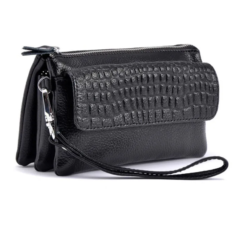 Zency Wallets Real Genuine Leather Women Lady Wallet Purse Long Shoulder Strap Free Shipping