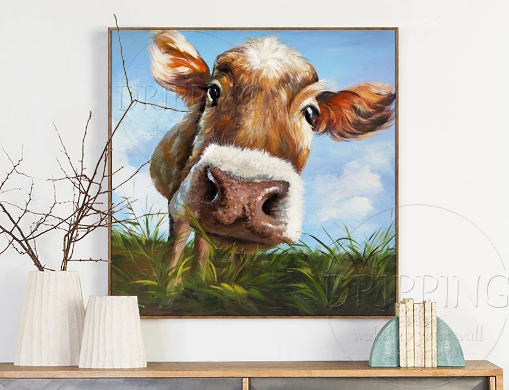 Kuh ÖlGemälde - Wunderschöner Leinwanddruck meiner Original Kuhmalerei. Mit Liebe von Hand signiert.
