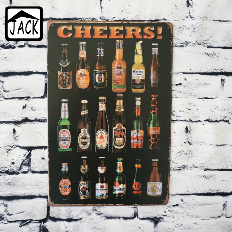 Cheers Beer Vintage Poster Metal Tin Signs 20X30CM Iron Plate Wall ...