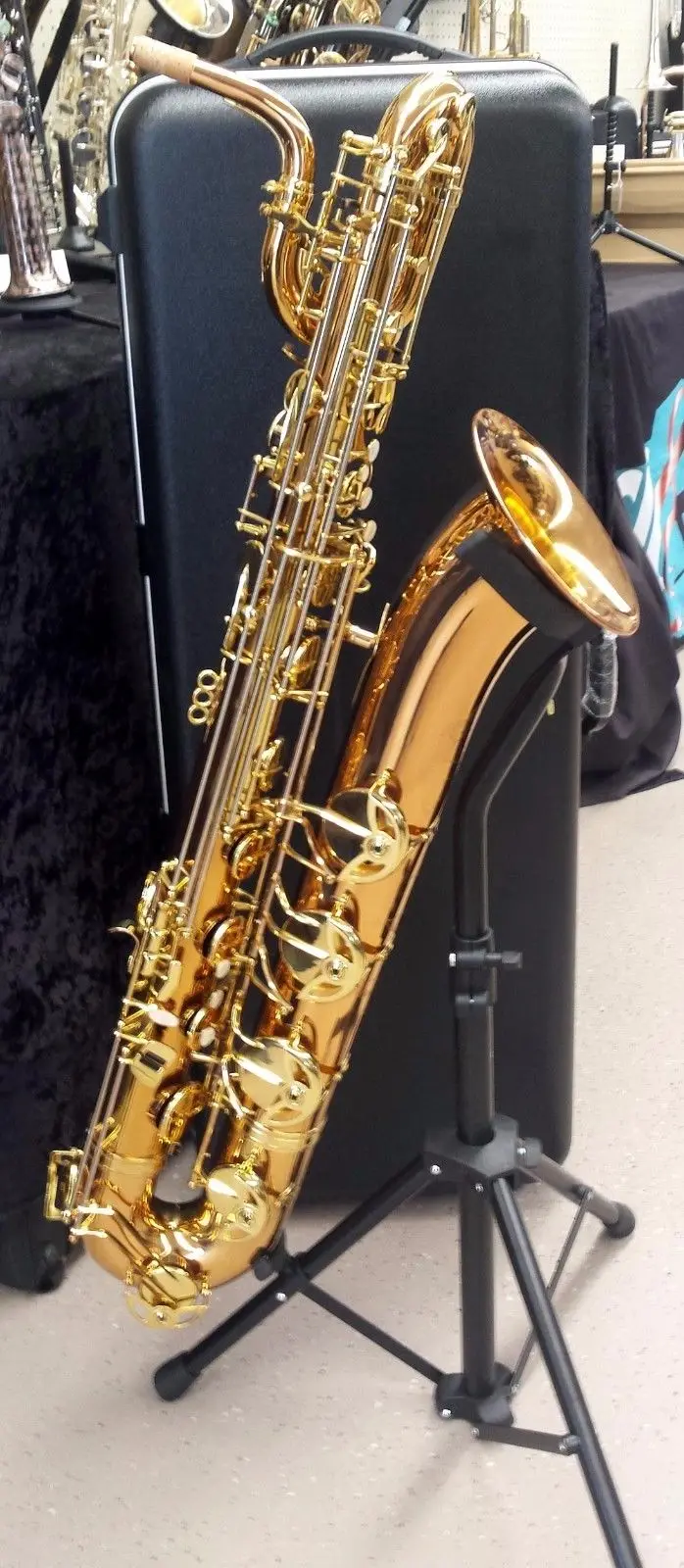 Professional Red/Rose Brass Baritone Sax Low A with Selmer C* Mpc and ...