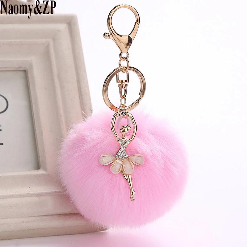 Naomy&ZP Rabbit Hair Bunny Keychain Faux Rabbit Fur Key Chain Ballet ...
