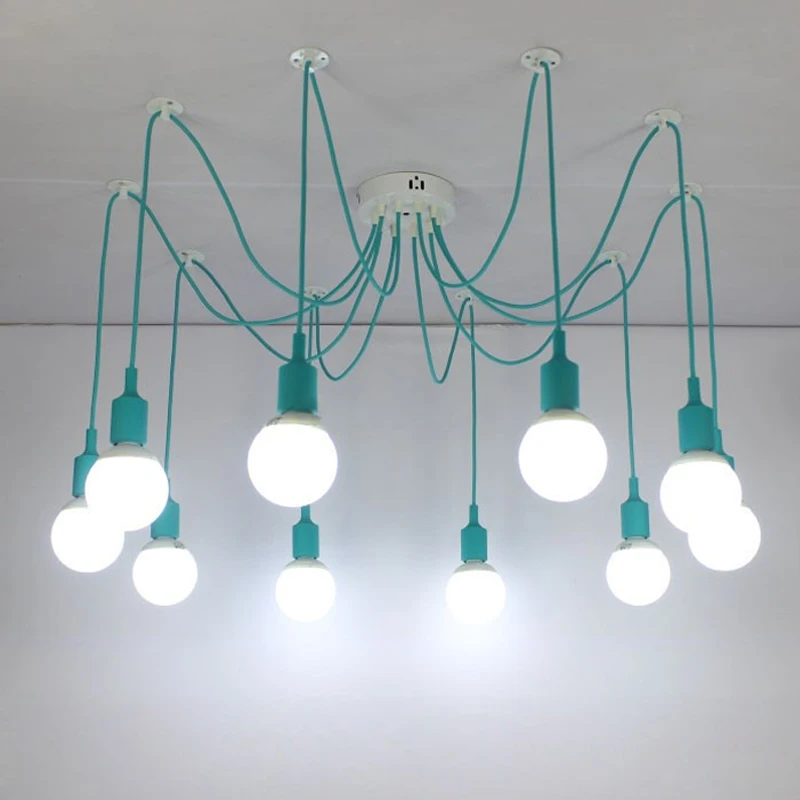 Modern Cyan Chandeliers 3 16 Arms Retro Adjustable Edison Bulb Lamp E27 ...