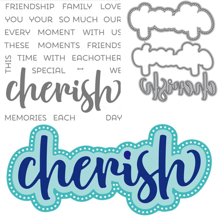 Cherish words Transparent Clear Stamps match metal cutting die ...