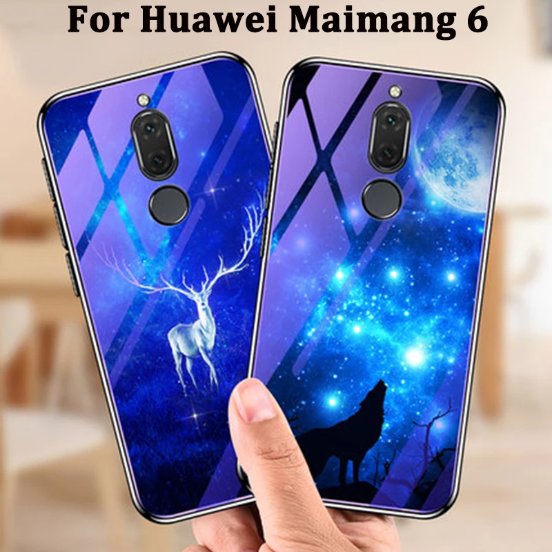 Para Huawei Maimang 6 case capa dos desenhos animados azul Vidro ...